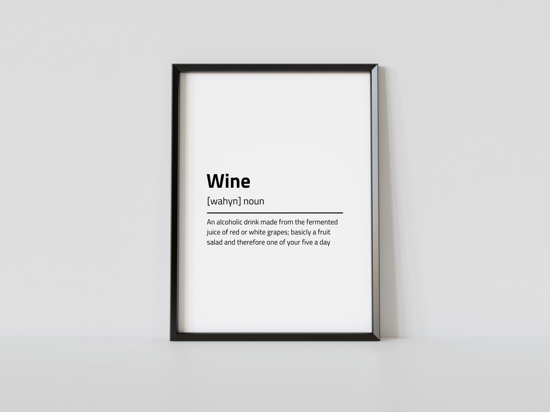 Wein Wort Definition, Wandkunst, Typografie Design, druckbare Wandkunst ...