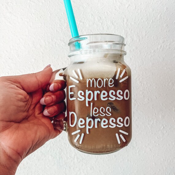 Kitchen & Dining Drink & Barware More Espresso less depresso Glass cup ...
