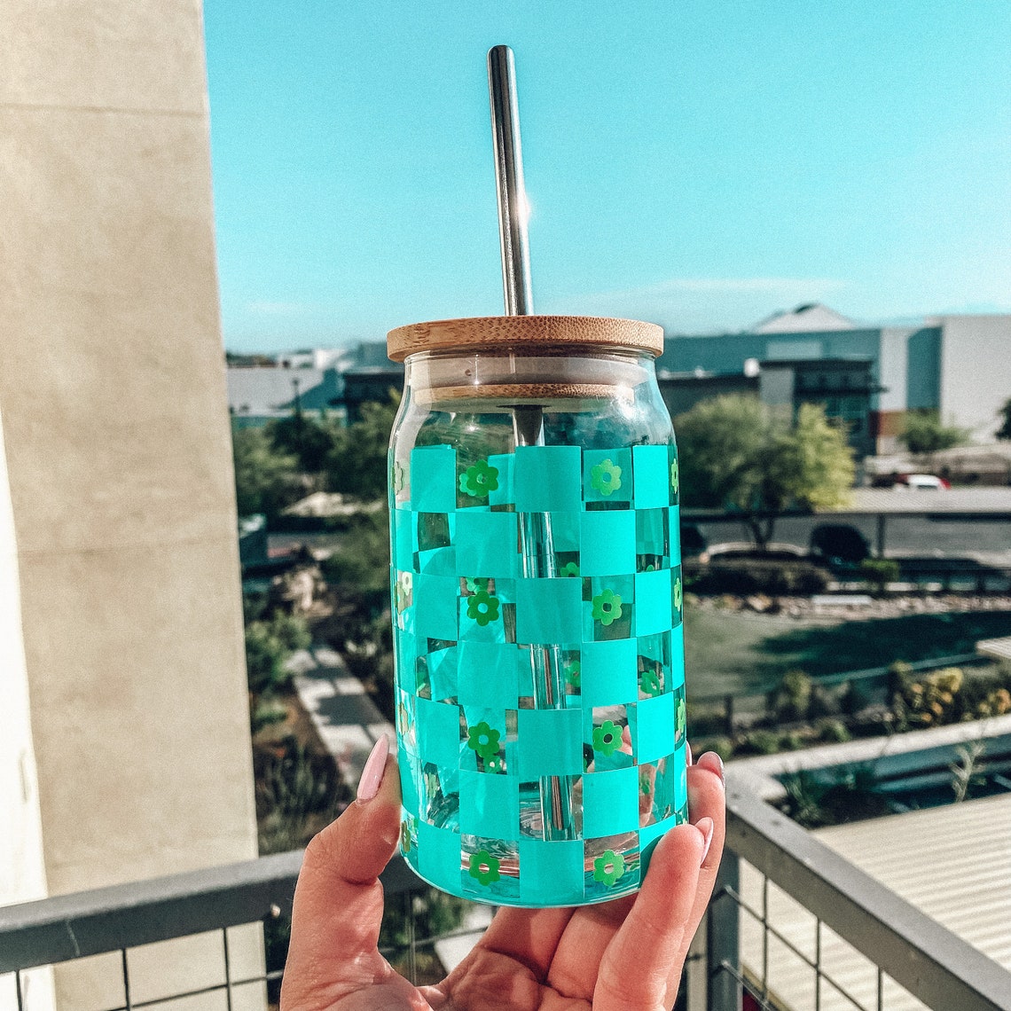 Checkmate Glass Cans Checkmate Glass Cups Trendy Glassware - Etsy