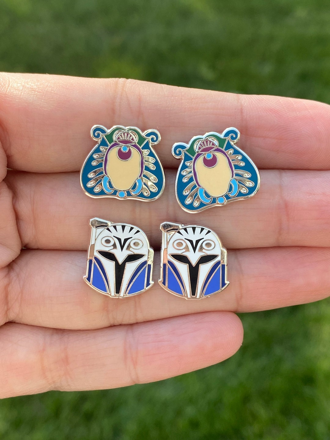 Sat, Lady Bo Helmet , Stud Earrings, Hard Enamel Silver Plating - Etsy