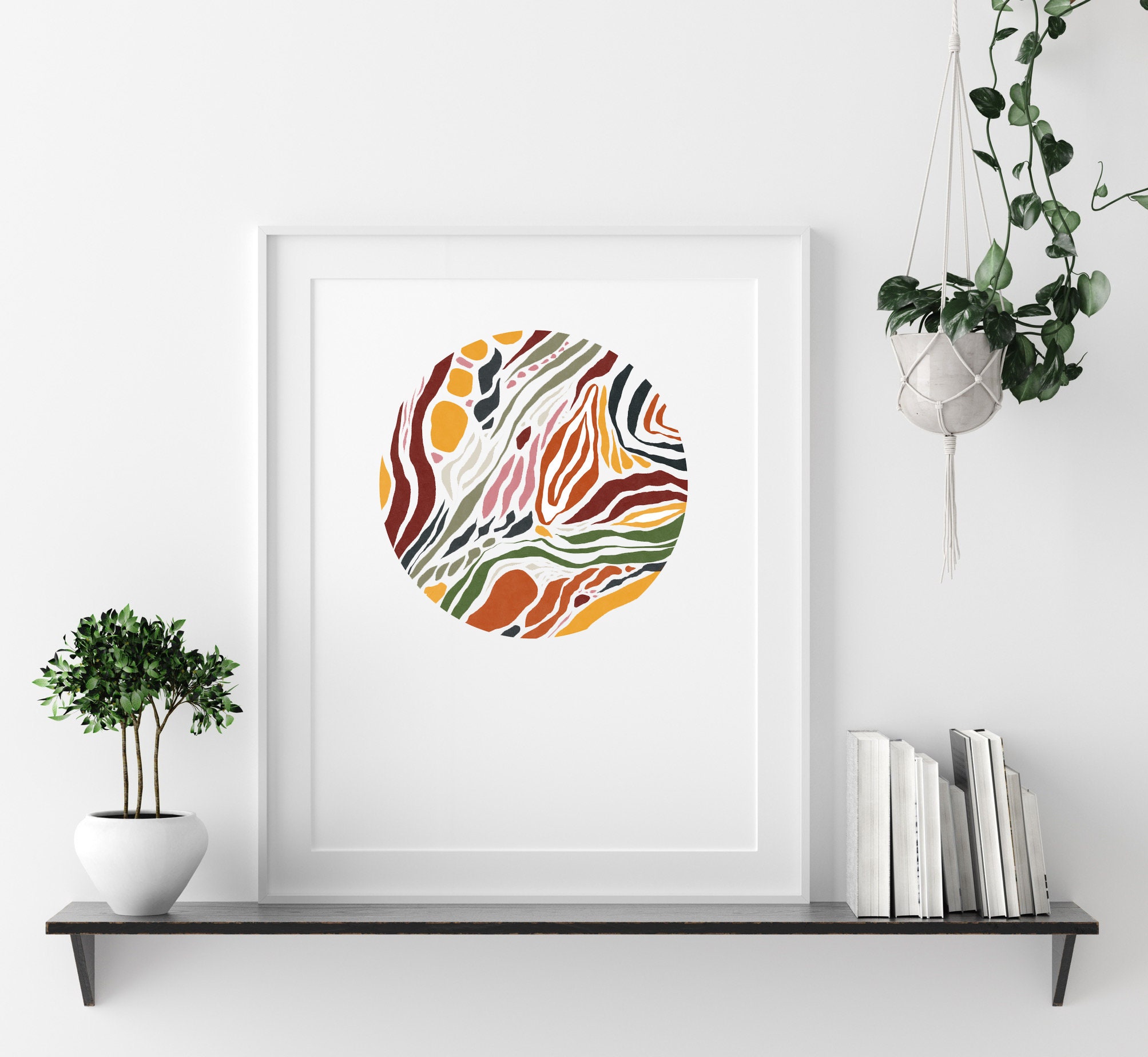 Geometric sunset A3 wall art print | Etsy