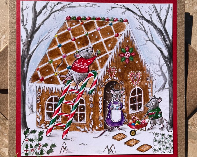 The Gingerbread Mouse House Christmas Card, Animal Christmas Cards ...