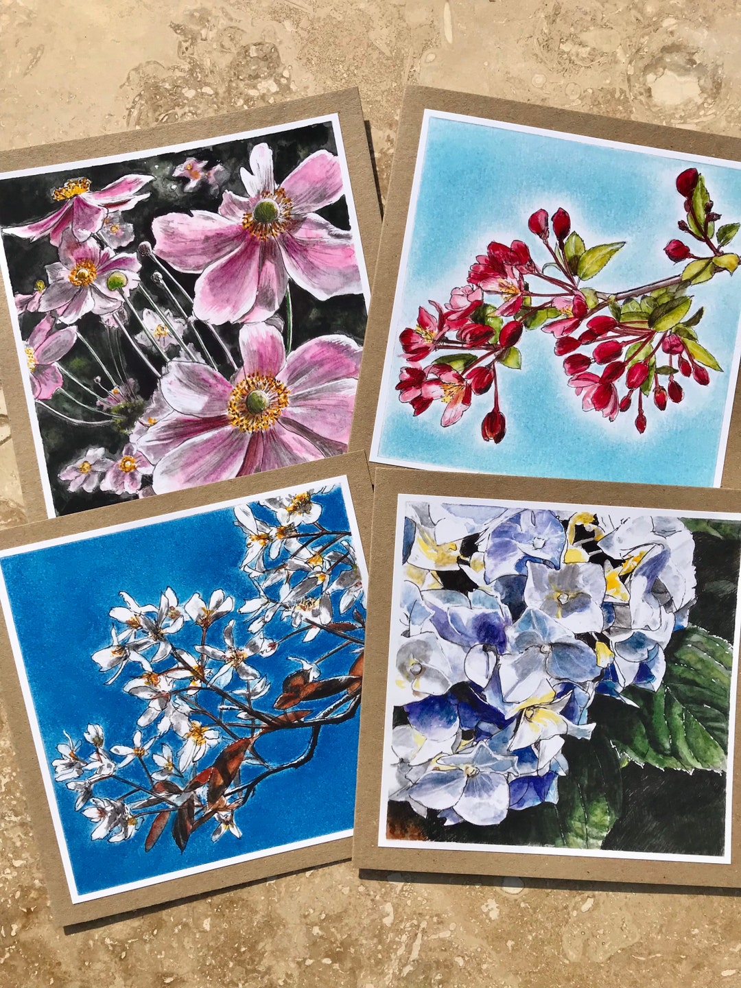 Botanical Greetings Card Collection, Flower Cards, Birthday ...