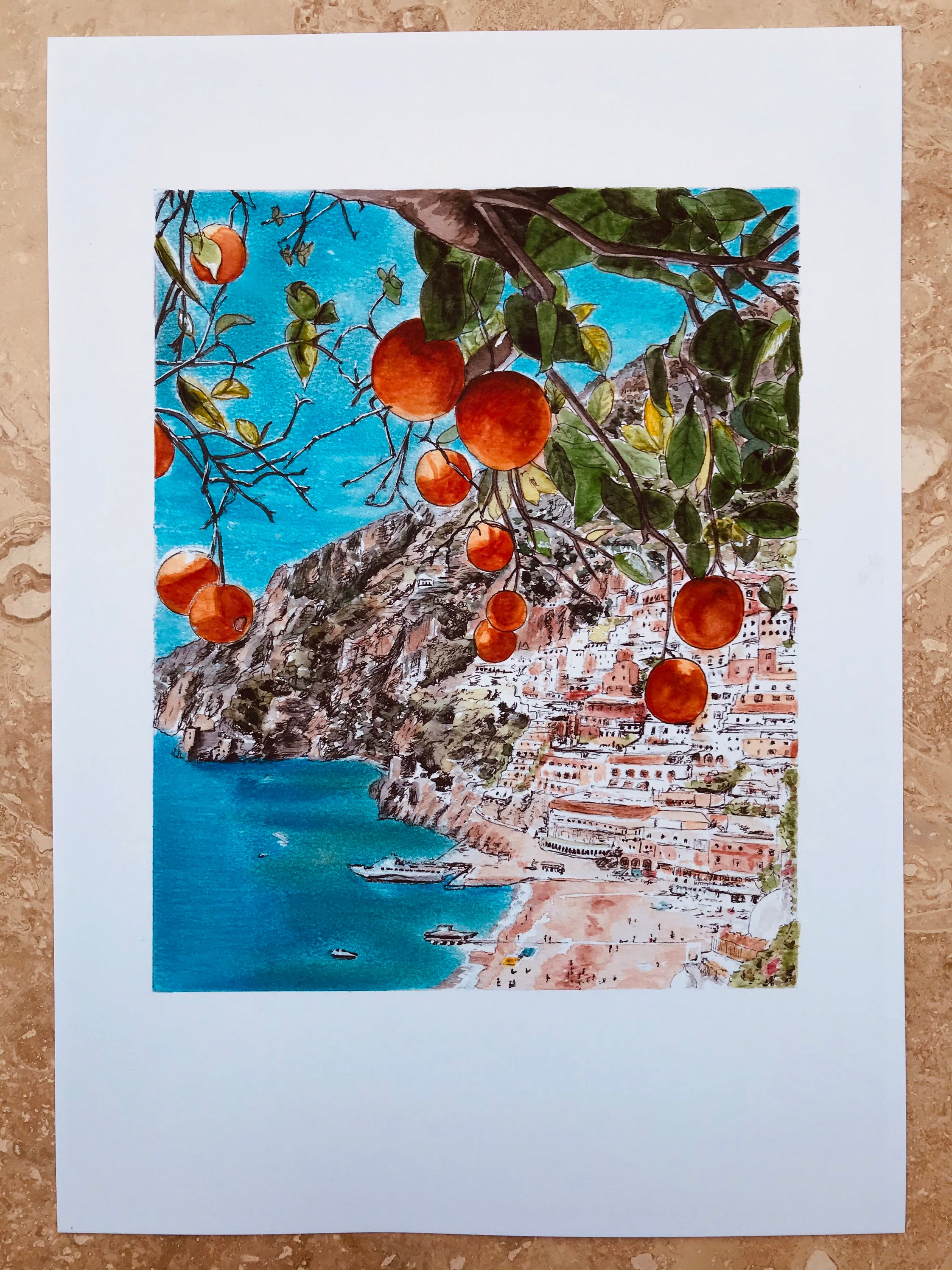 Positano Oranges Amalfi Coast Print Wall Decor Positano | Etsy