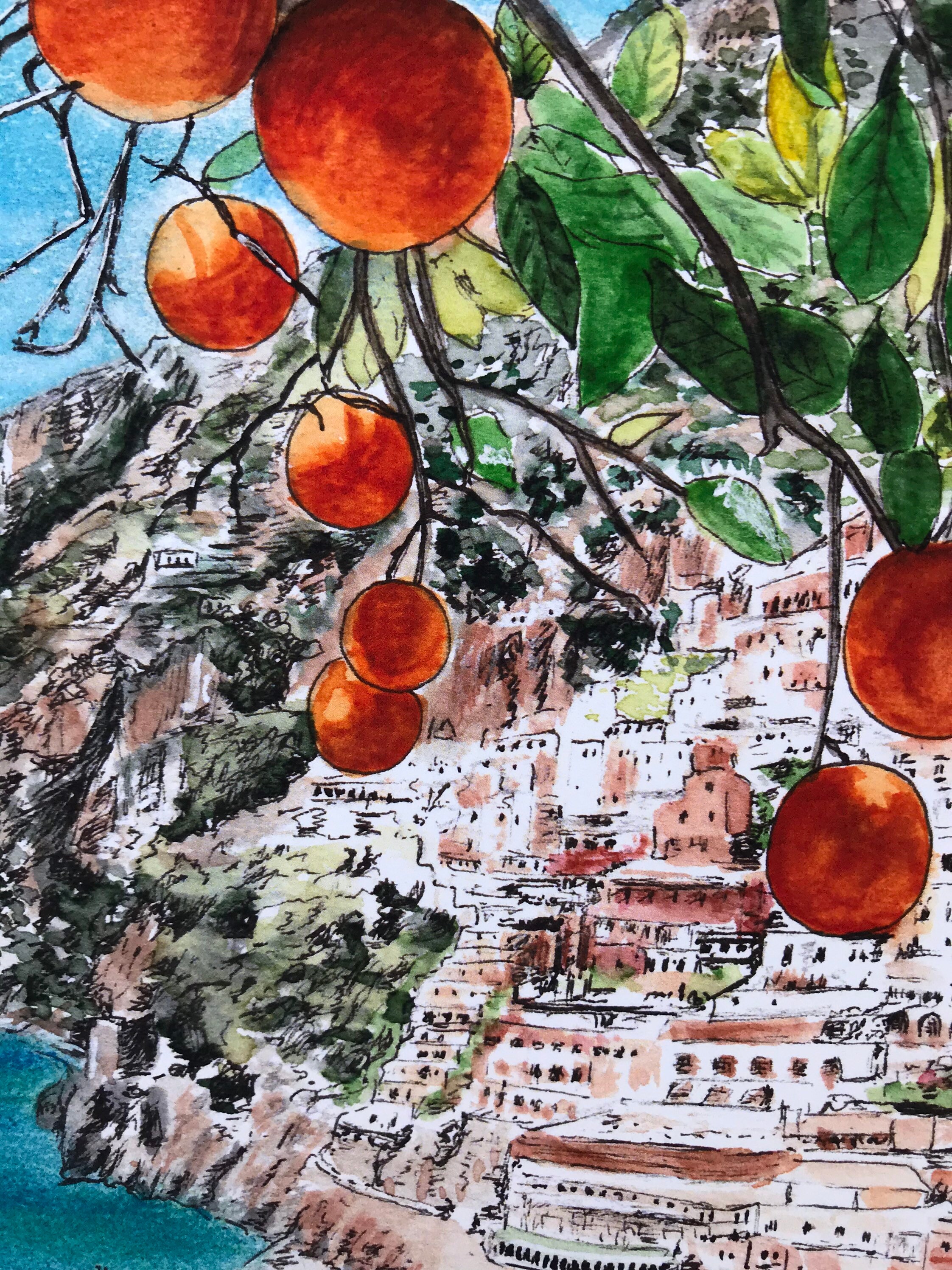 Positano Oranges Amalfi Coast Print Wall Decor Positano | Etsy
