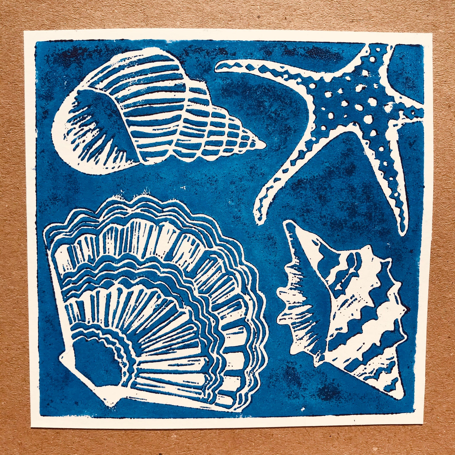 Seashells Hand-printed Linocut Greetings Card Summer - Etsy UK