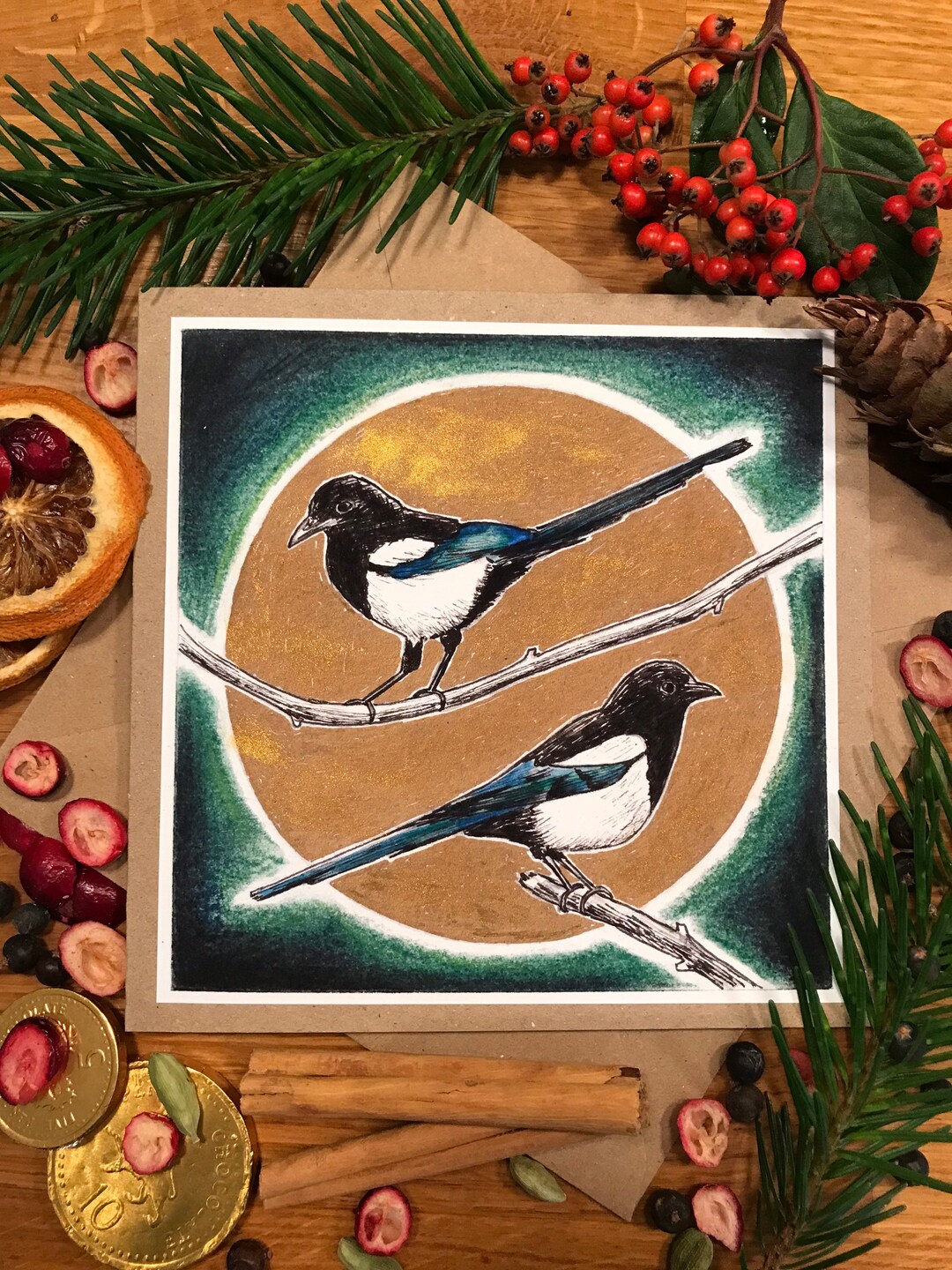 Two for Joy Card, Magpie Card, Birthday, Anniversary, Good Luck ...