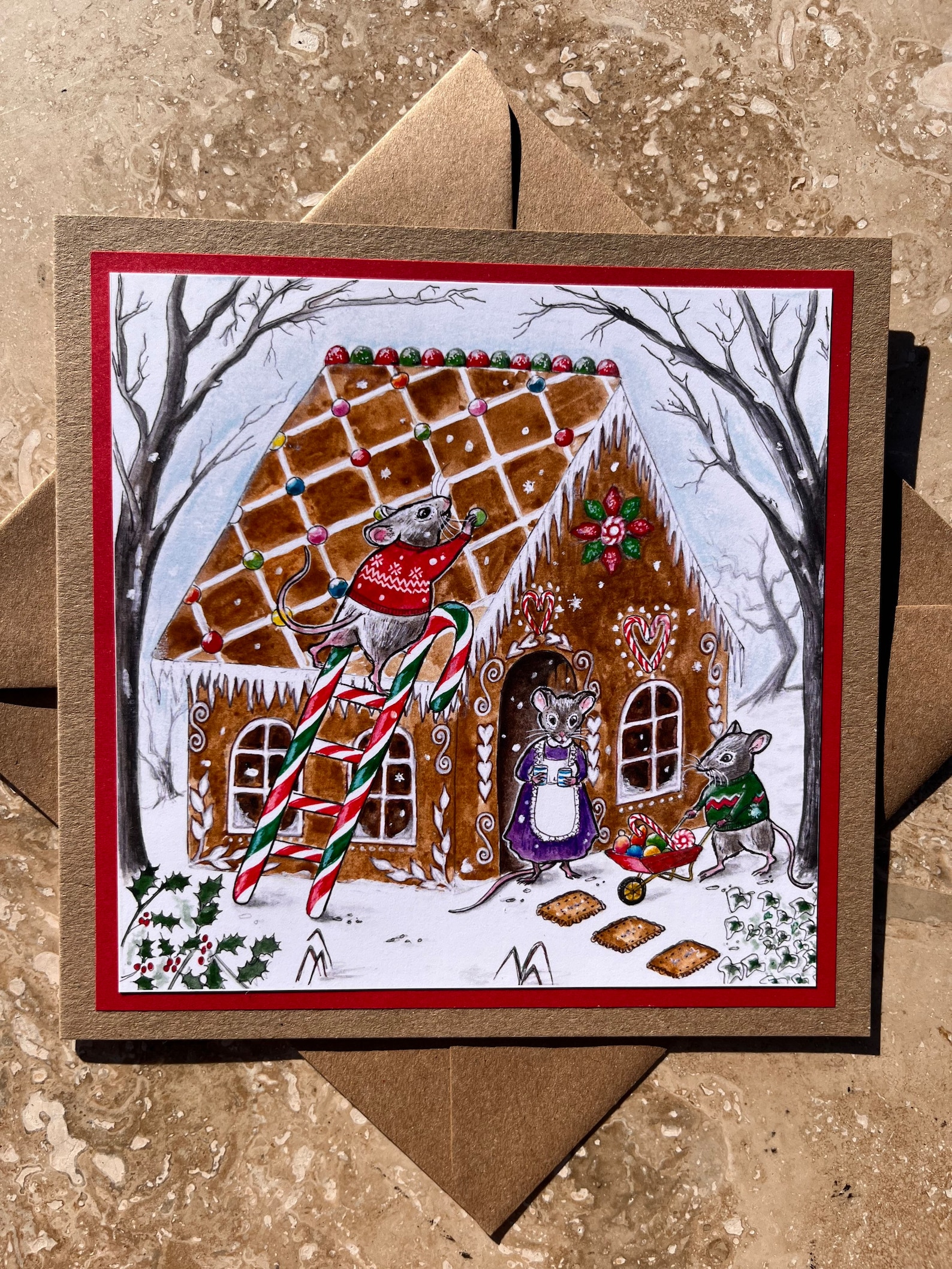 The Gingerbread Mouse House Christmas Card, Animal Christmas Cards ...