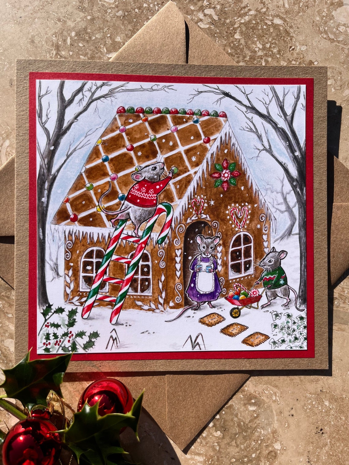 The Gingerbread Mouse House Christmas Card, Animal Christmas Cards ...