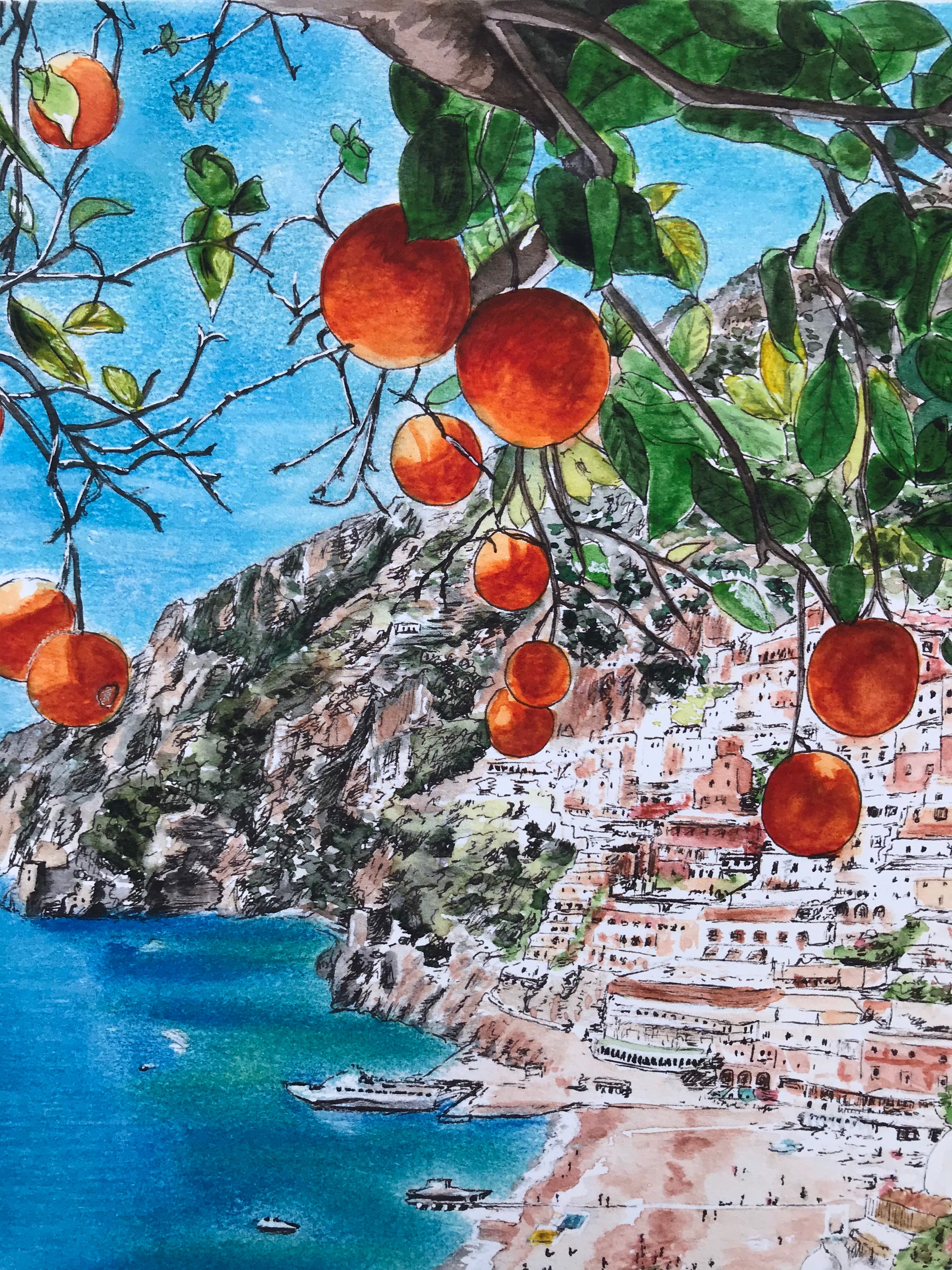 Positano Oranges Amalfi Coast Print Wall Decor Positano | Etsy