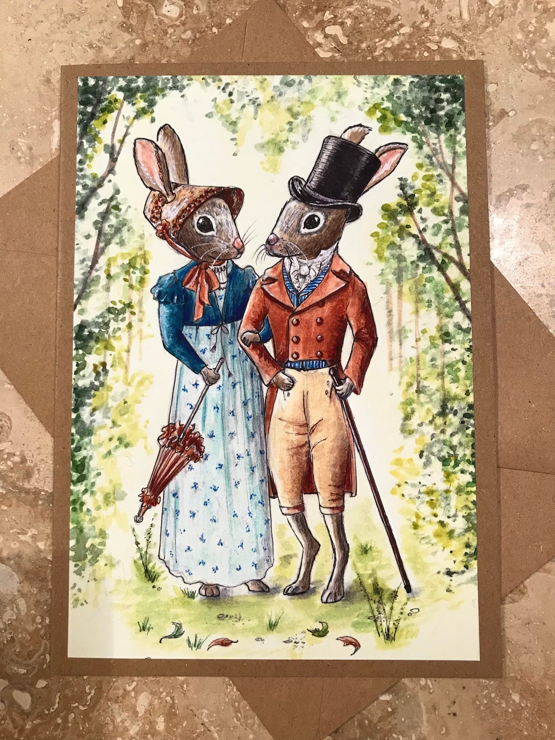 Jane Austen, Regency Rabbits Card, Anniversary, Engagement, Wedding ...