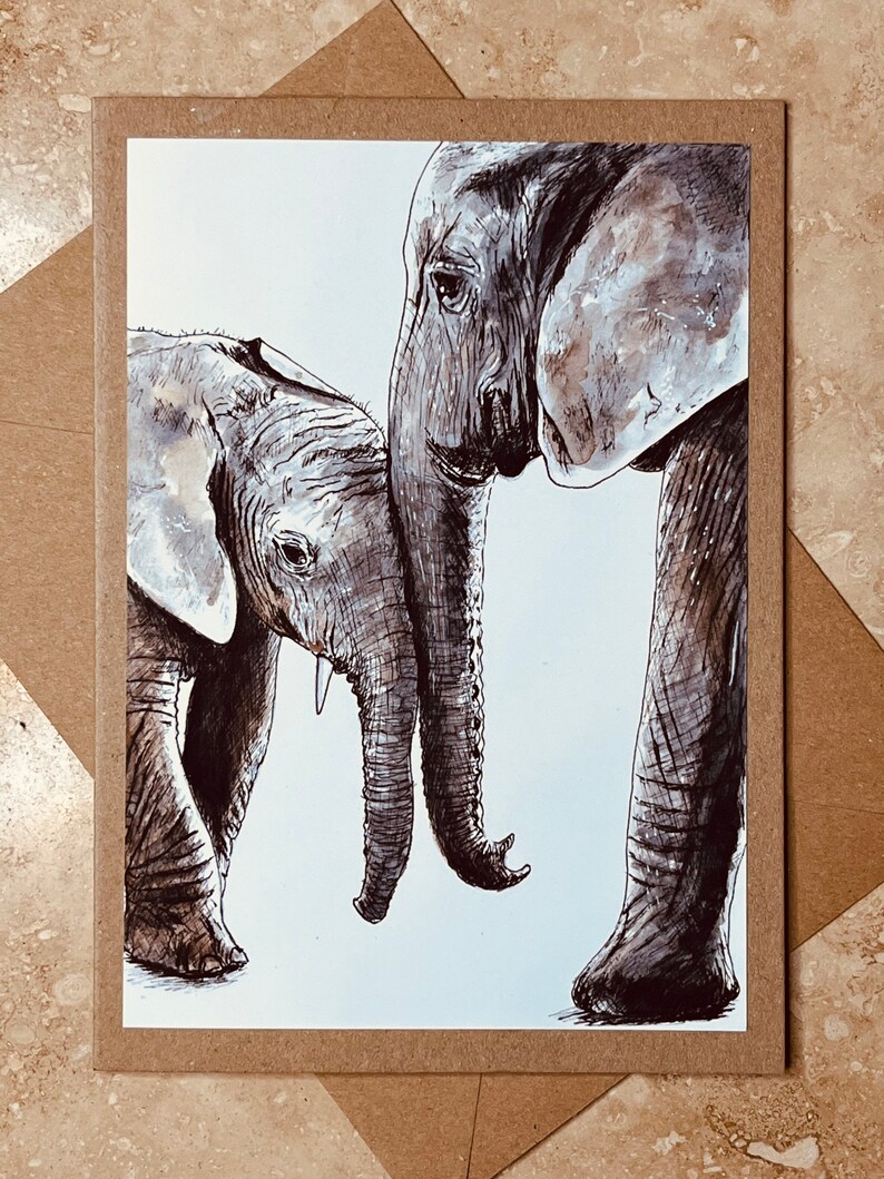 Mother and Baby Elephant Mothers Day Card Birthday New - Etsy
