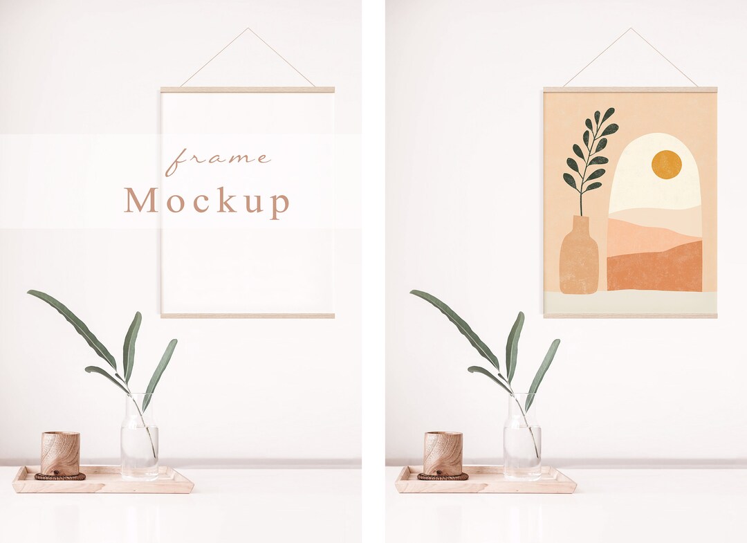 Modern Frame Mockup, Digital Poster Frame, Boho Modern Frame, Wall ...
