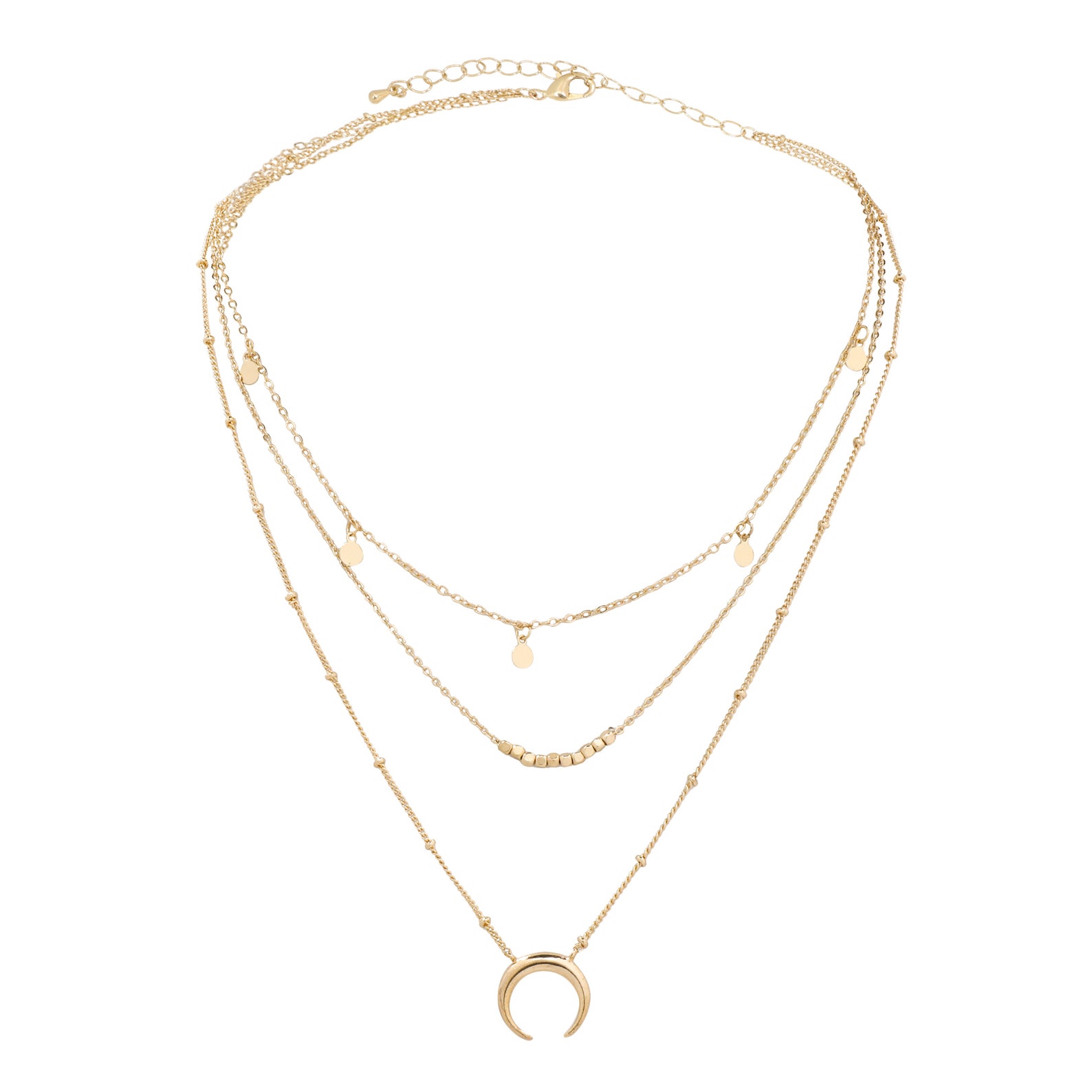 Multilayer Moon Choker Necklace | Multi Strand Layered Dainty Coin ...