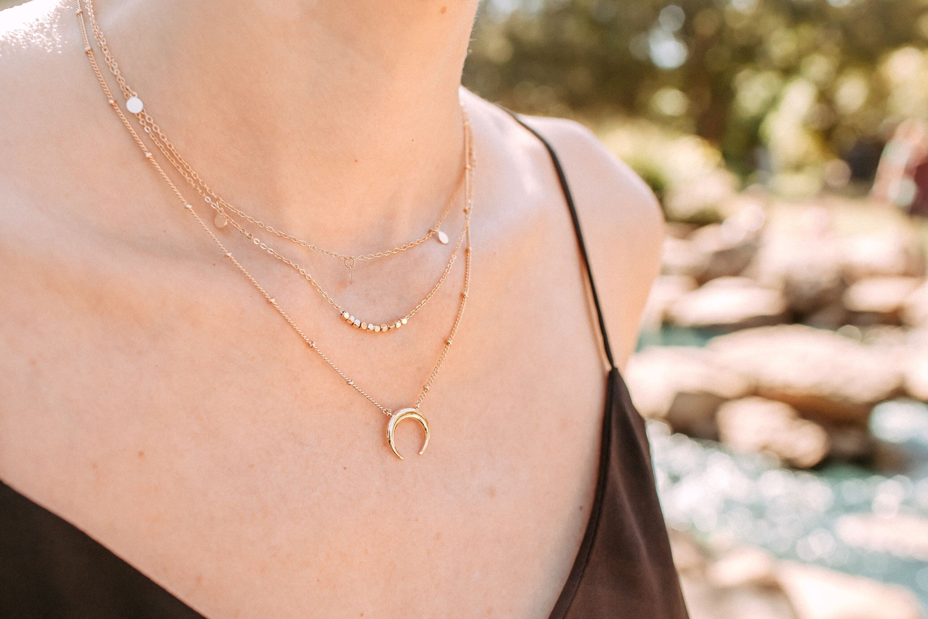 Multilayer Moon Choker Necklace Multi Strand Layered Dainty - Etsy