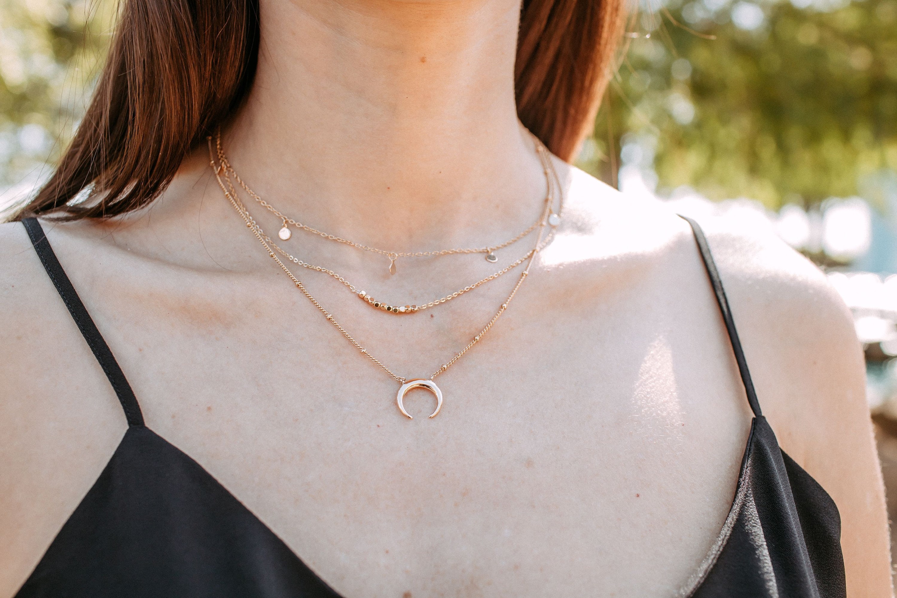 Multilayer Moon Choker Necklace Multi Strand Layered Dainty - Etsy
