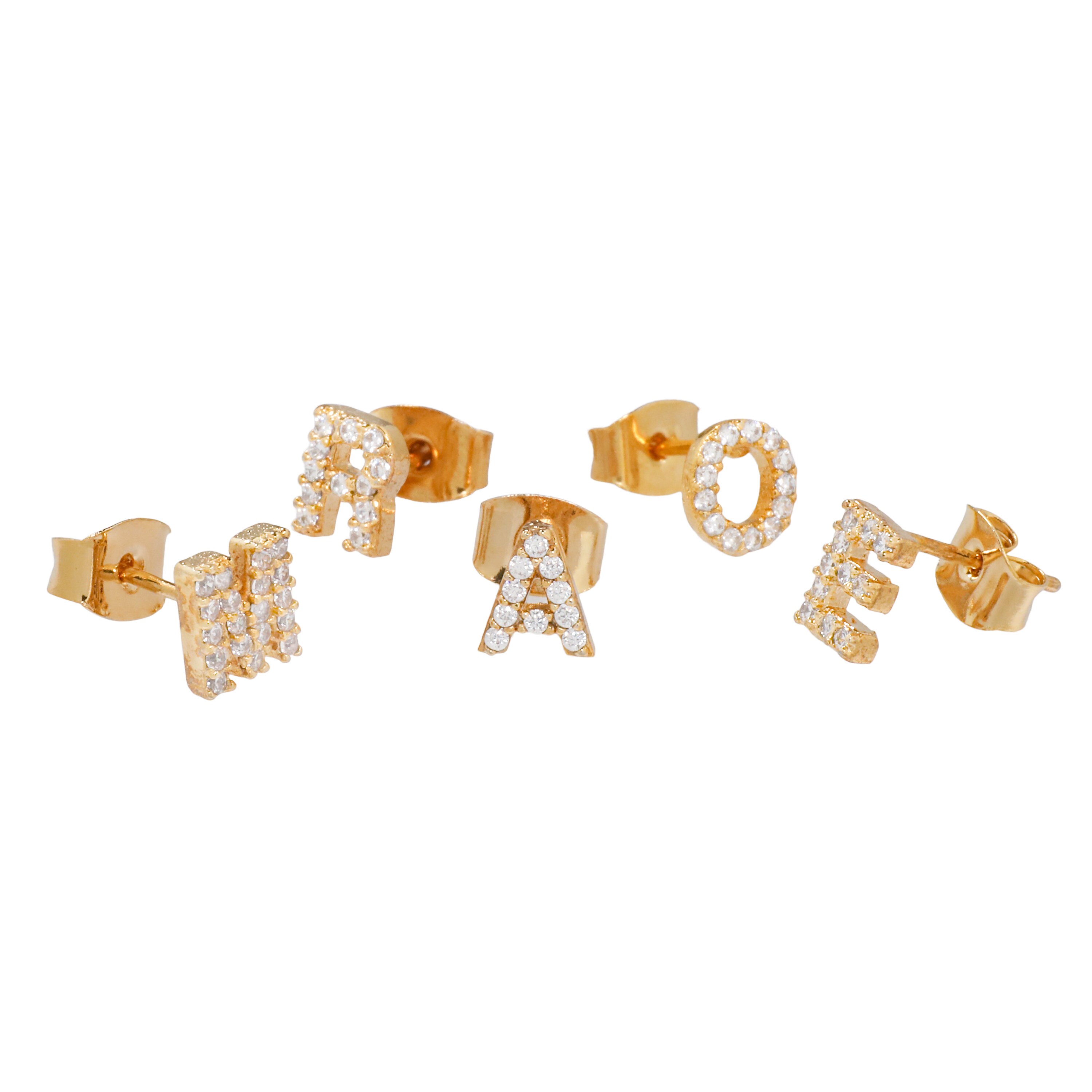 Initial Ear Studs Personalized Initial Earrings Minimalist | Etsy