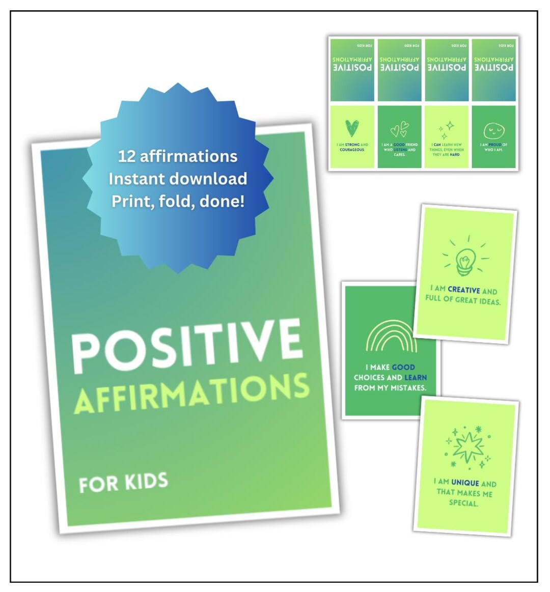 Positive Affirmation Flashcards for Boys | Confidence Boost (digital ...
