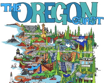 Customizable Oregon Coast Poster - 24" X 36" (featuring Your Home or ...