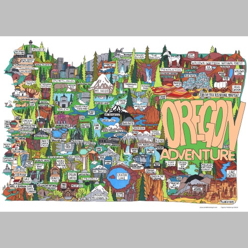 Oregon State Poster Oregon Travel Print Oregon Gift - Etsy
