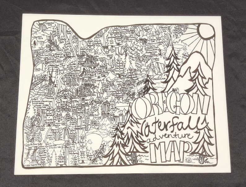 Oregon Waterfall Adventure Map - 11" X 14" - Small - Etsy