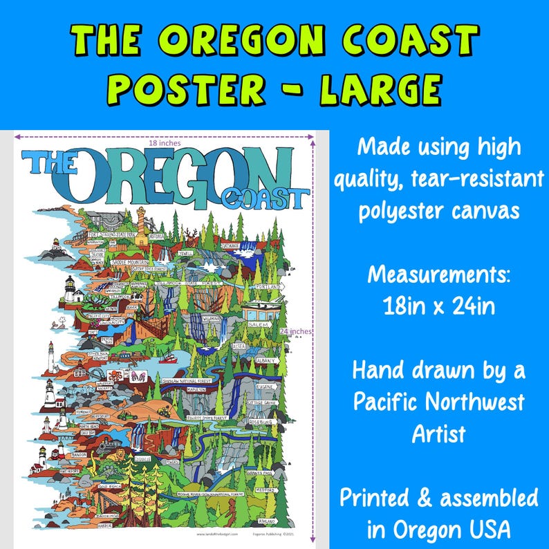The Oregon Coast Poster - 18" X 24" - Large - Etsy