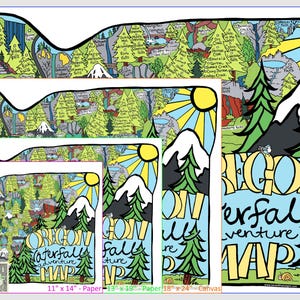 Oregon Waterfall Adventure Map - 11" X 14" - Small - Etsy