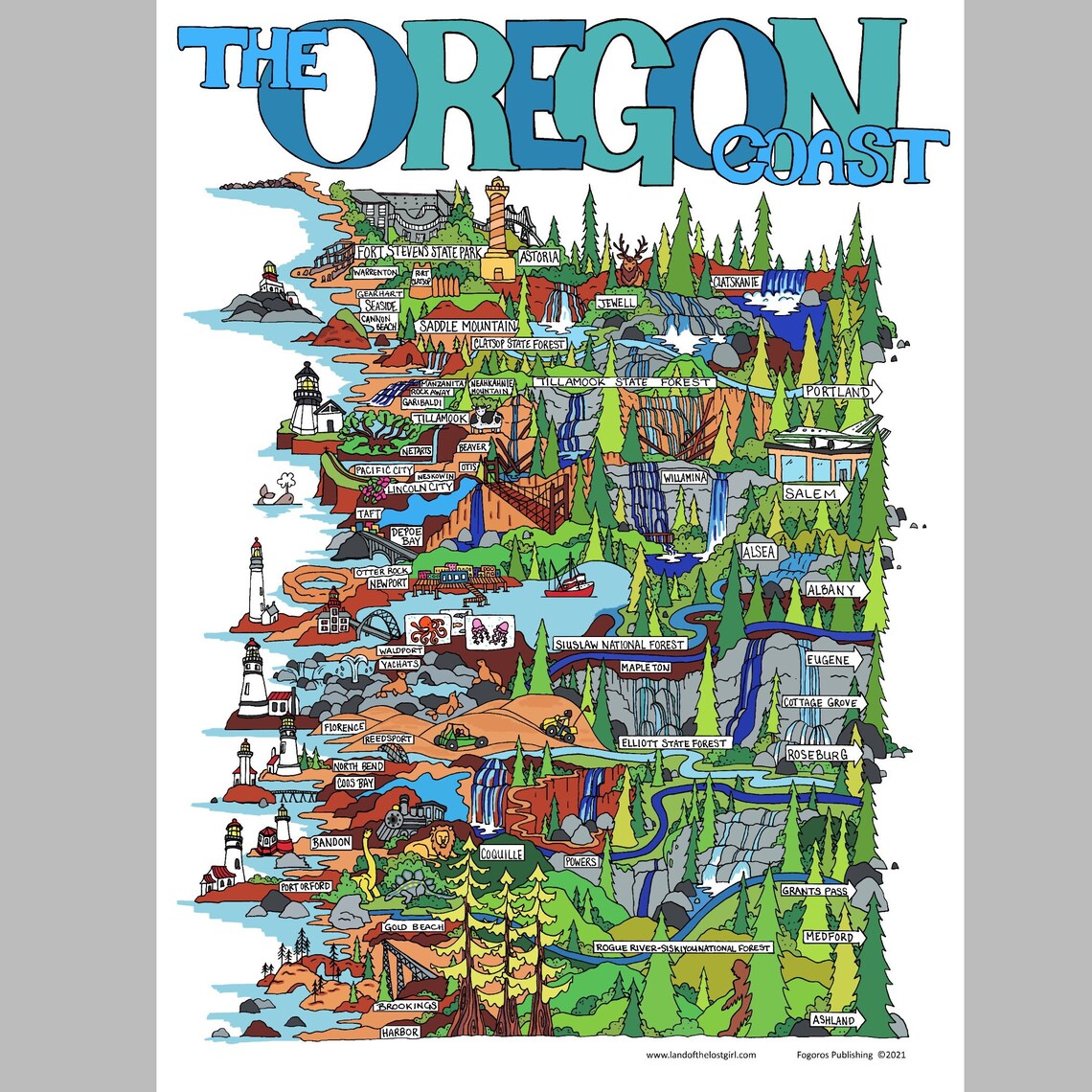 Customizable Oregon Coast Poster - 24" X 36" (featuring Your Home or ...