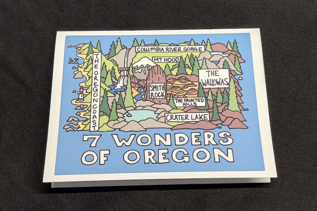7 Wonders of Oregon Map Greeting Card - Etsy