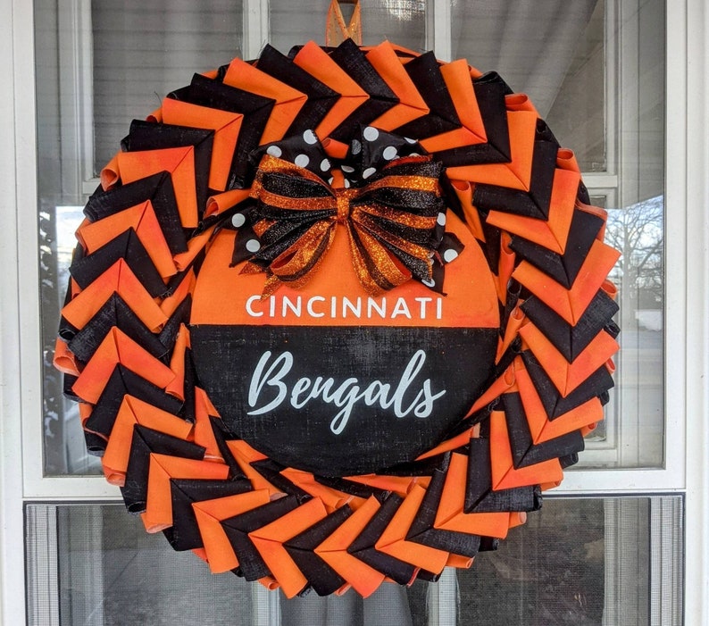 Cincinnati Bengals Wreath, Cincinnati Bengals Door Decor, Who Dey Decor ...