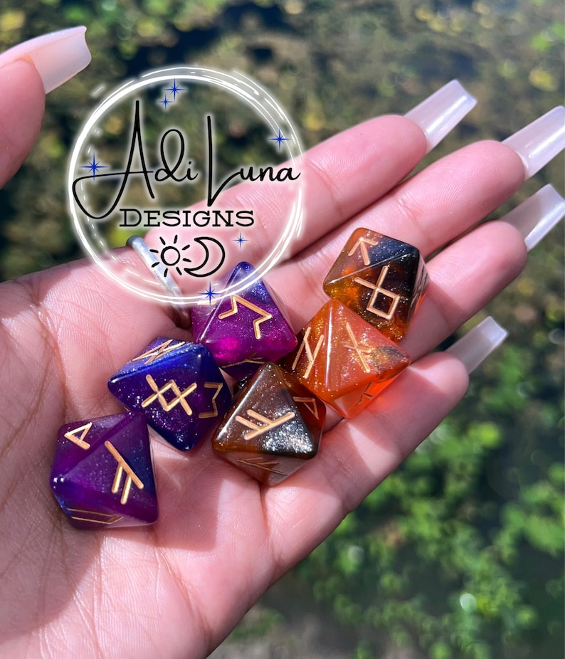 3 Pc Engraved Rune Dice / Divination Dice / Elder Futhark Runes Dice ...