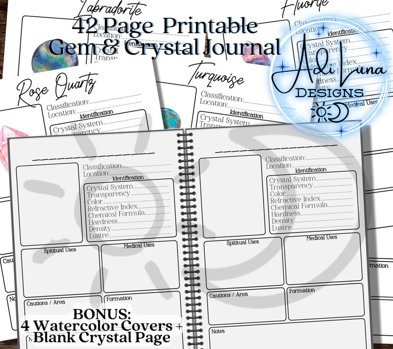 Printable Gem & Crystal Journal / 47 Page Download / PDF Crystal ...