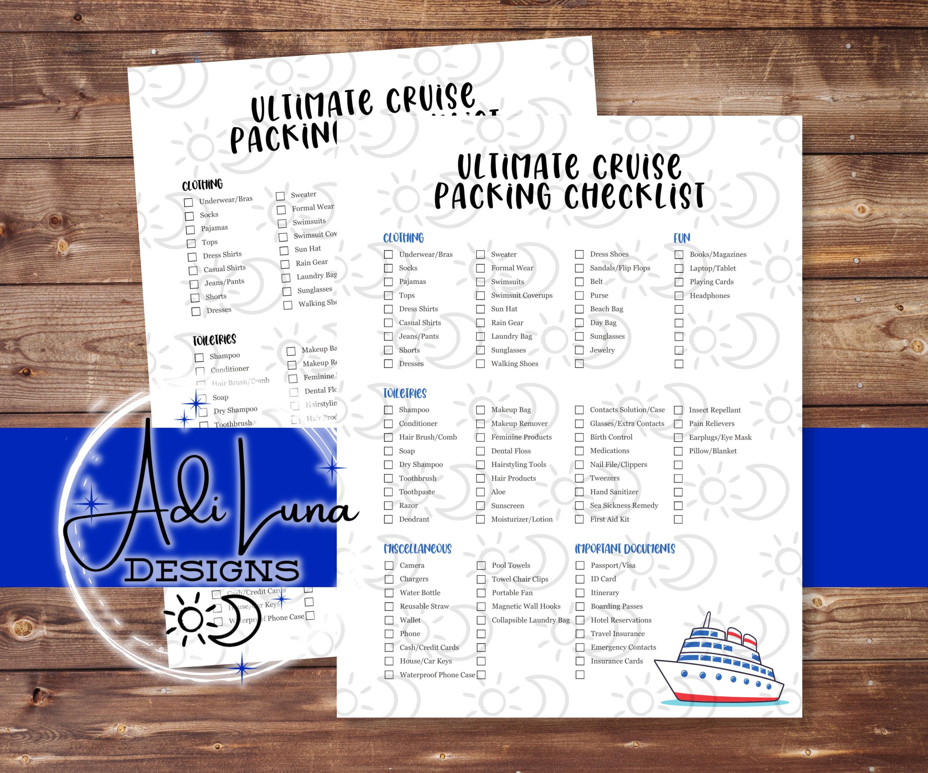 Cruise Packing List: 2-page Printable Checklist (PDF Download) - Etsy