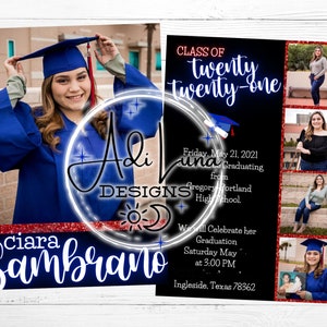 Custom Double Sided Graduation Announcement Invitation / High School ...