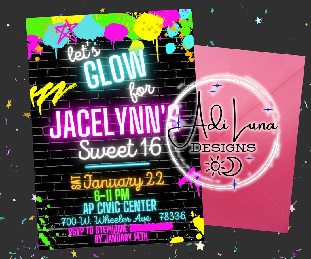 Glow Birthday Invitation / Printable PDF Invitation - Etsy