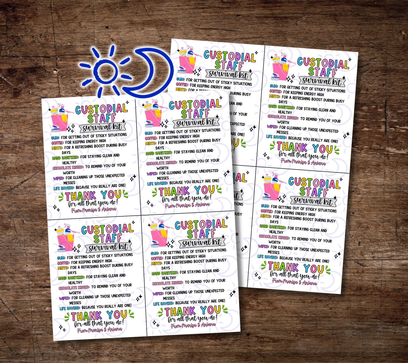 Custodial Staff Survival Kit Card: Custom Thank You Gift (digital ...