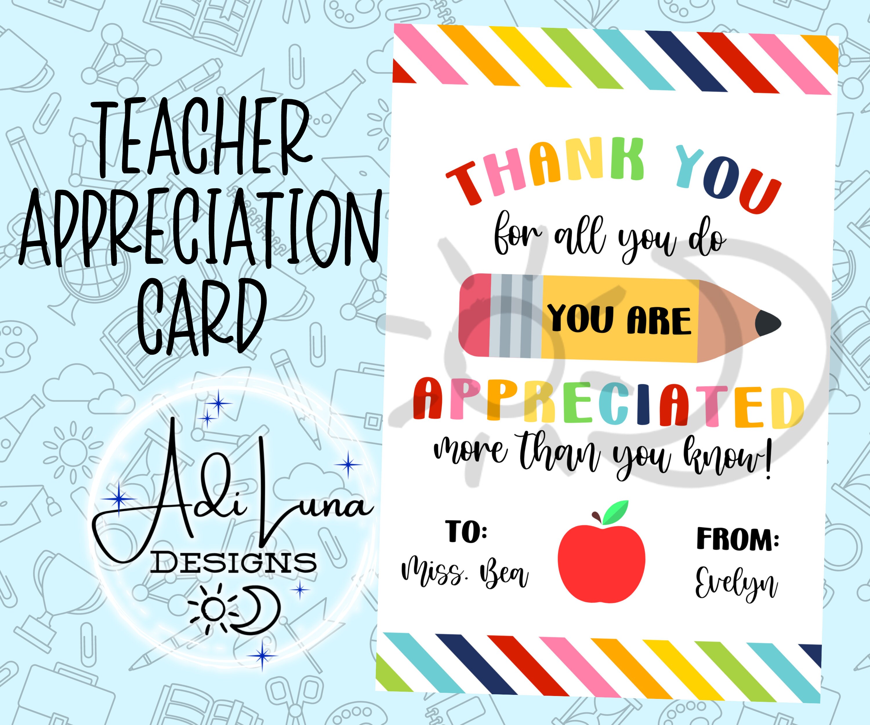 Teacher Appreciation Printable Image / DIY Teacher Gift / Thank You ...