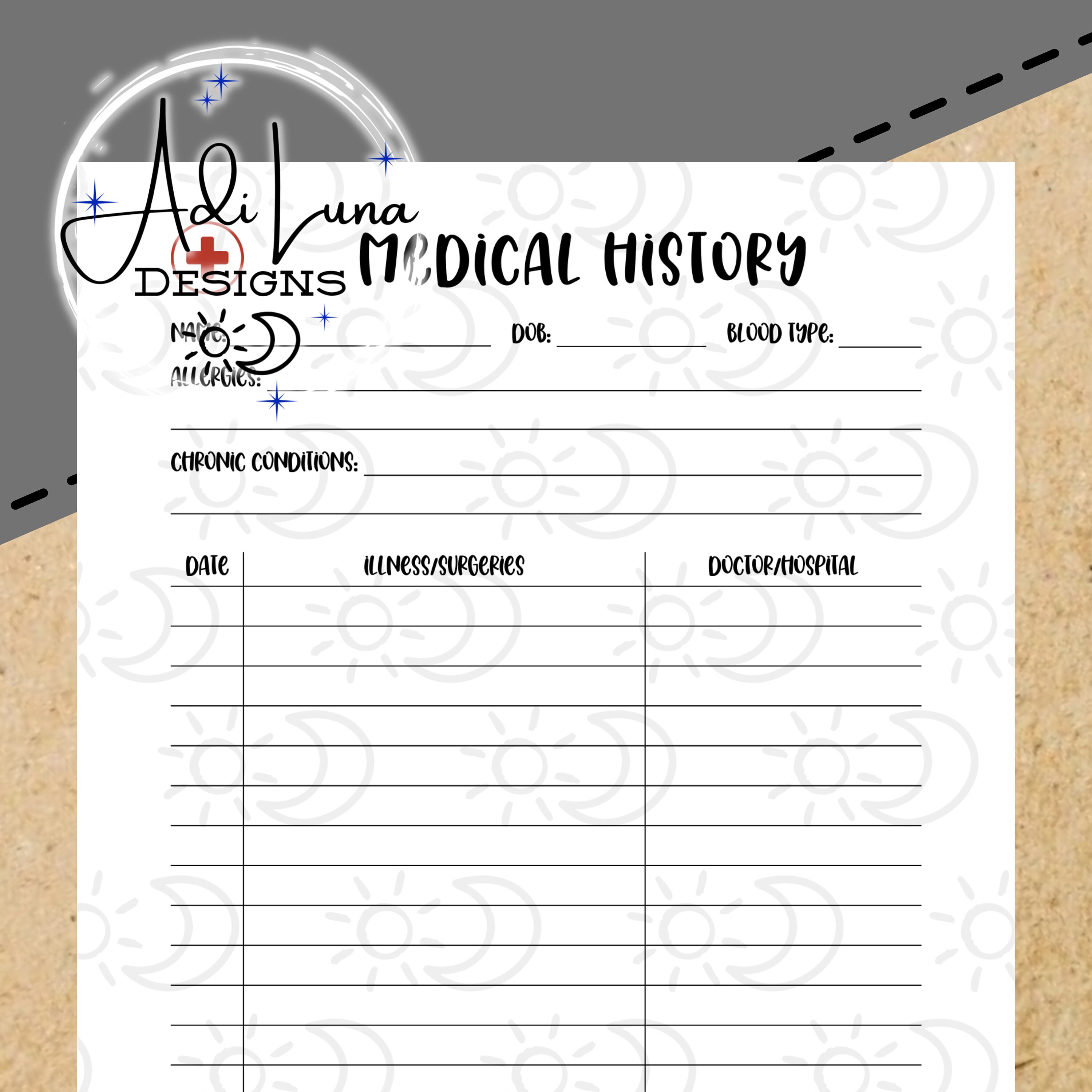 Medical Information & History Planner Essentials / 2 Page Instant ...