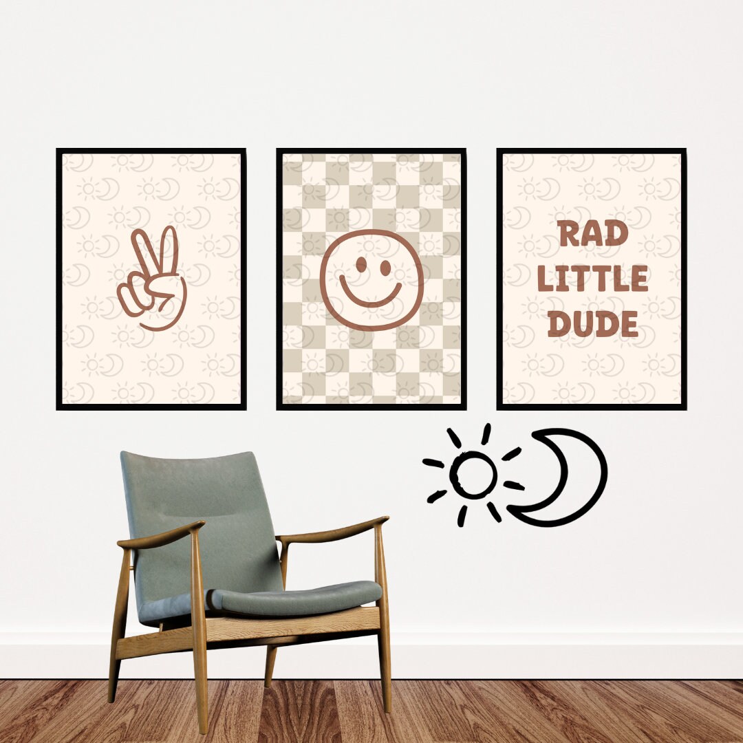 Retro Rad Little Dude Room Wall Decor / Set of 3 Printable PDF ...