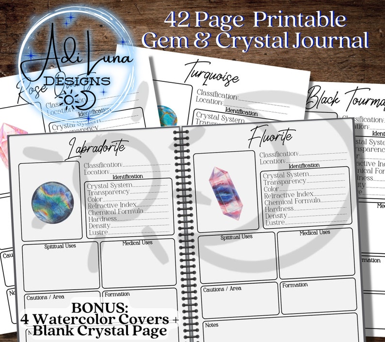 Printable Gem & Crystal Journal / 47 Page Download / PDF Crystal Journal - Etsy