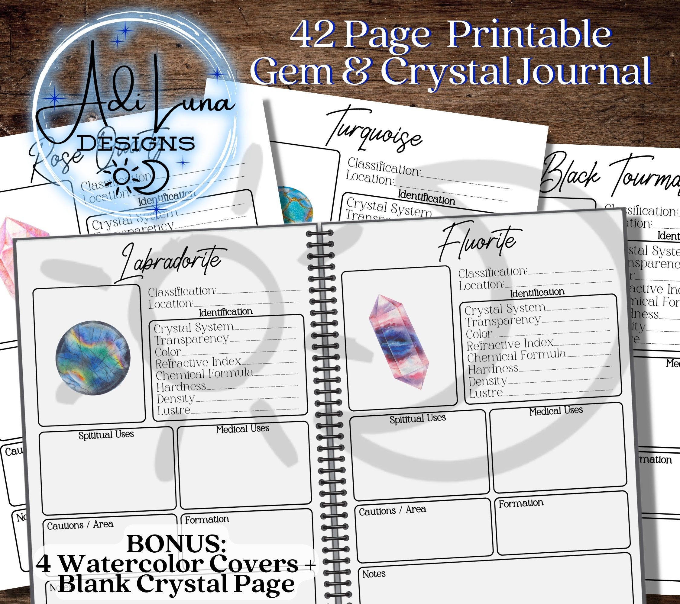 Printable Gem & Crystal Journal / 47 Page Download / PDF Crystal ...