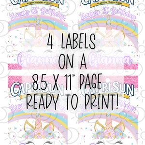 CUSTOM Printable Juice Labels for Any Event! Any Theme Available!! PDF ...