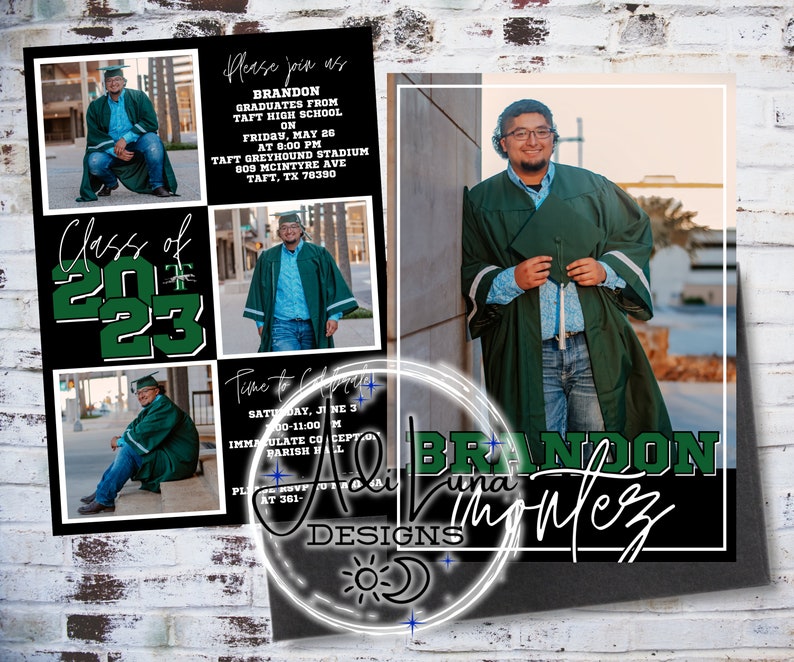 Custom Double Sided Graduation Announcement Invitation / High School ...