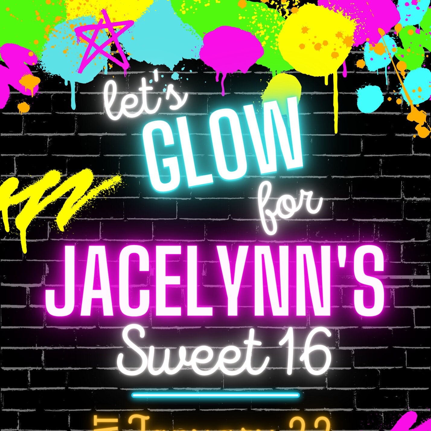 Glow Birthday Invitation / Printable PDF Invitation - Etsy