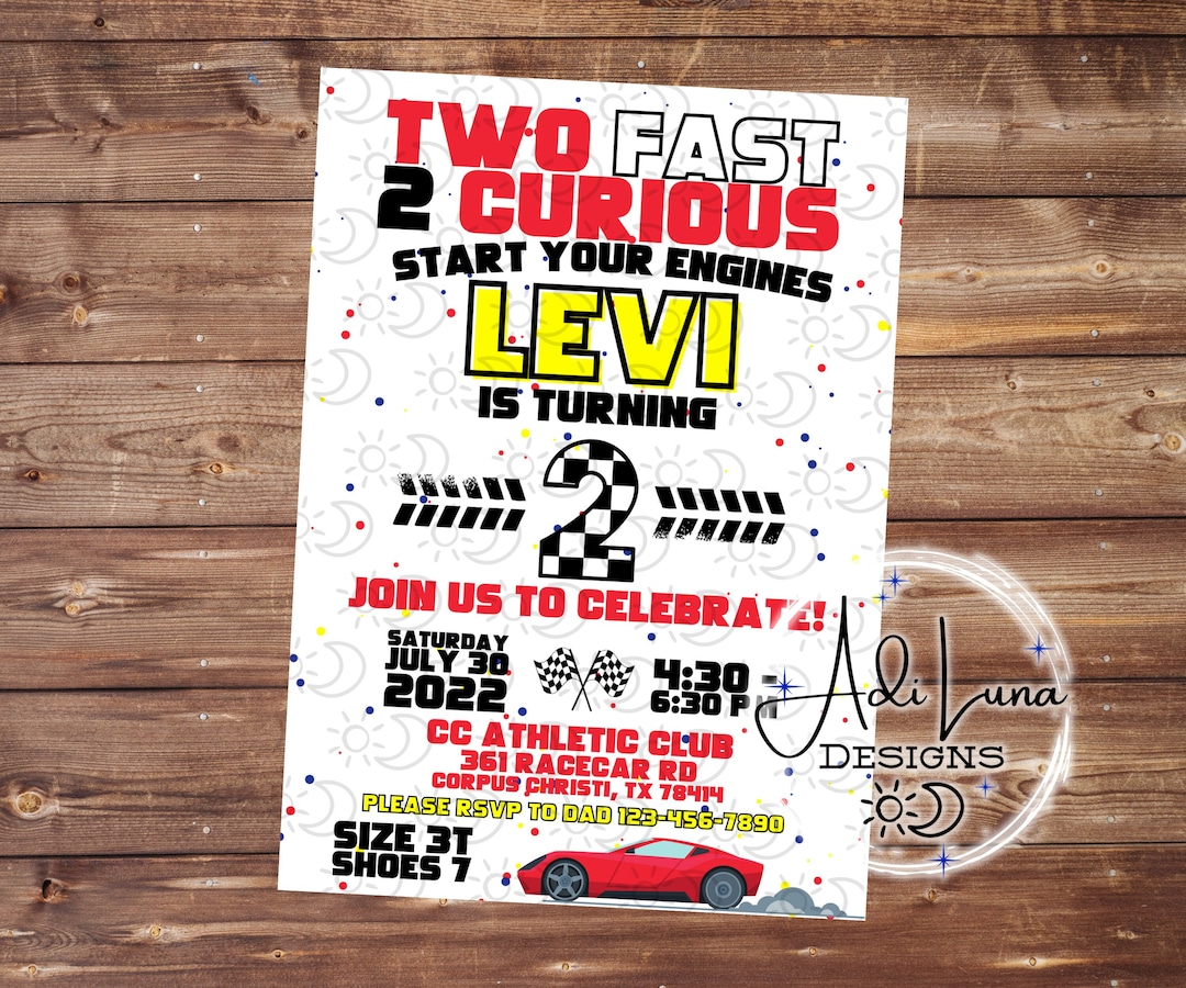 Two Fast 2 Furious Birthday Invitation / Printable PDF Invitation ...