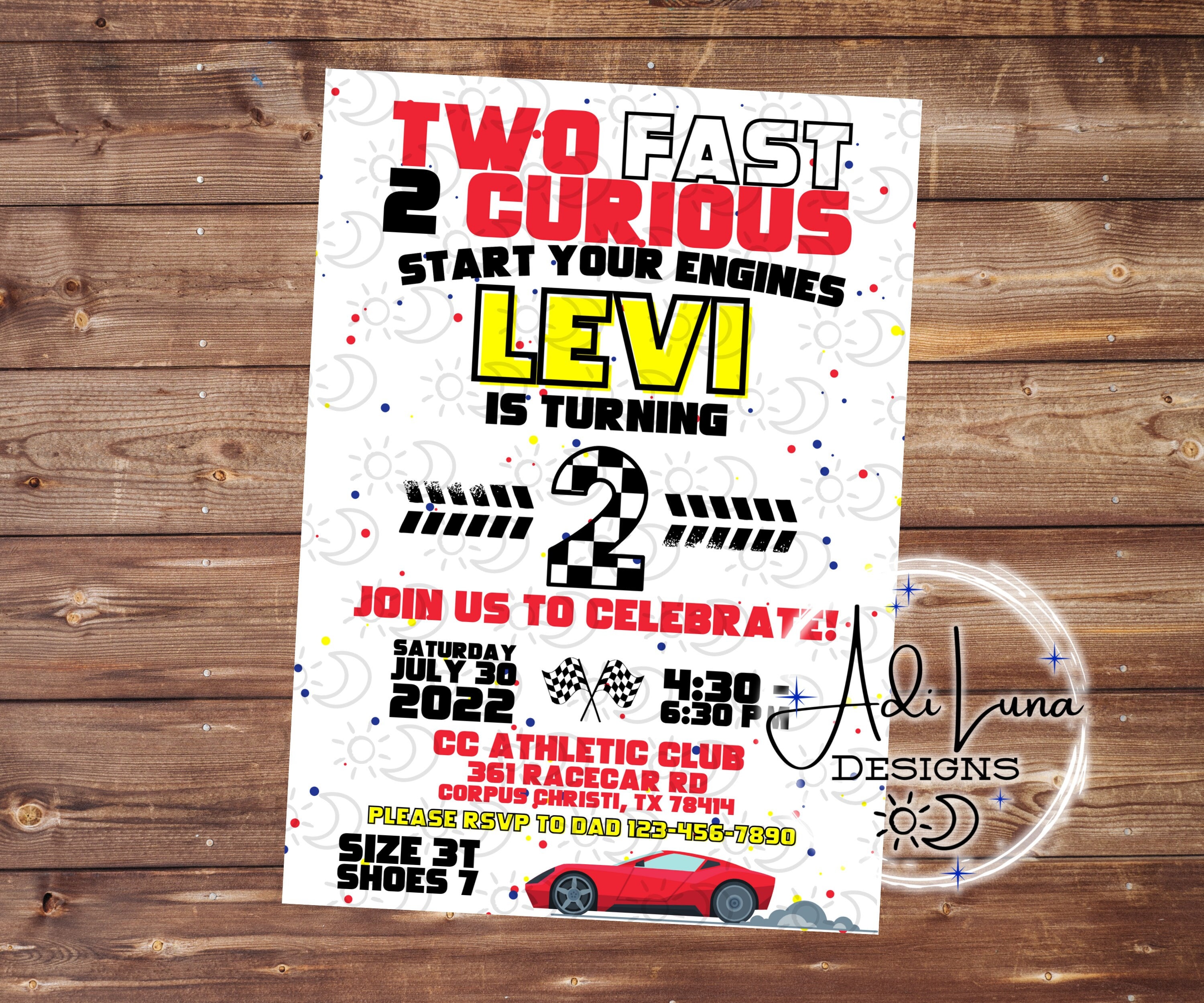 Two Fast 2 Furious Birthday Invitation / Printable PDF Invitation ...