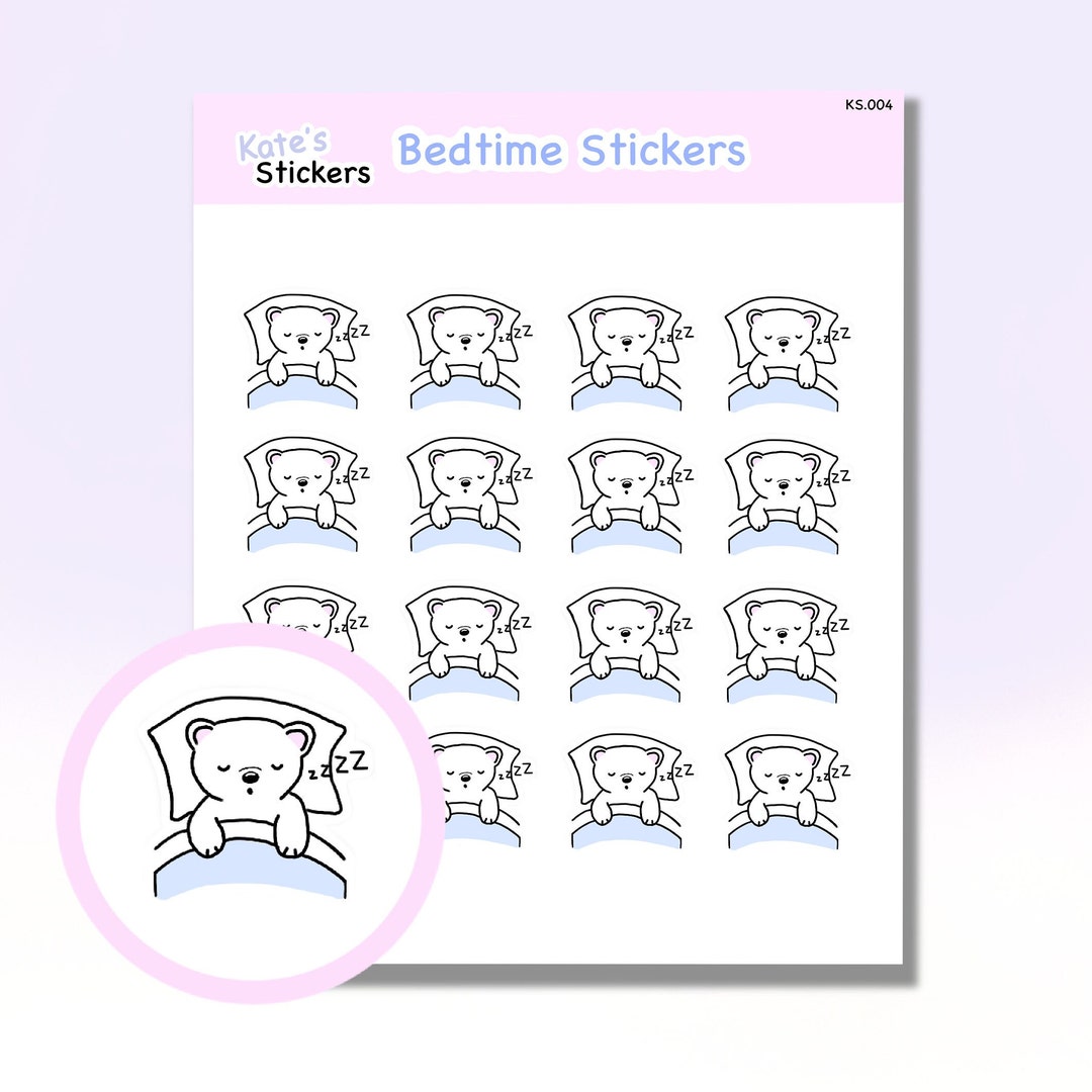 Bedtime Stickers Sleep Planner Stickers Kawaii Stickers Polar Bear ...