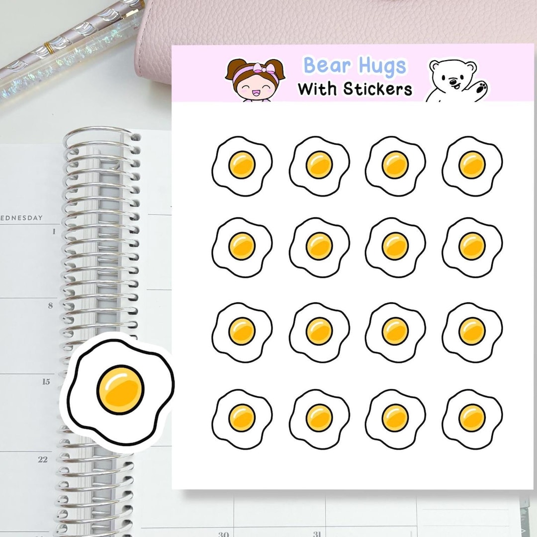 Egg Stickers - Food Stickers - Cute Stickers - Sticker Sheet - Fried ...