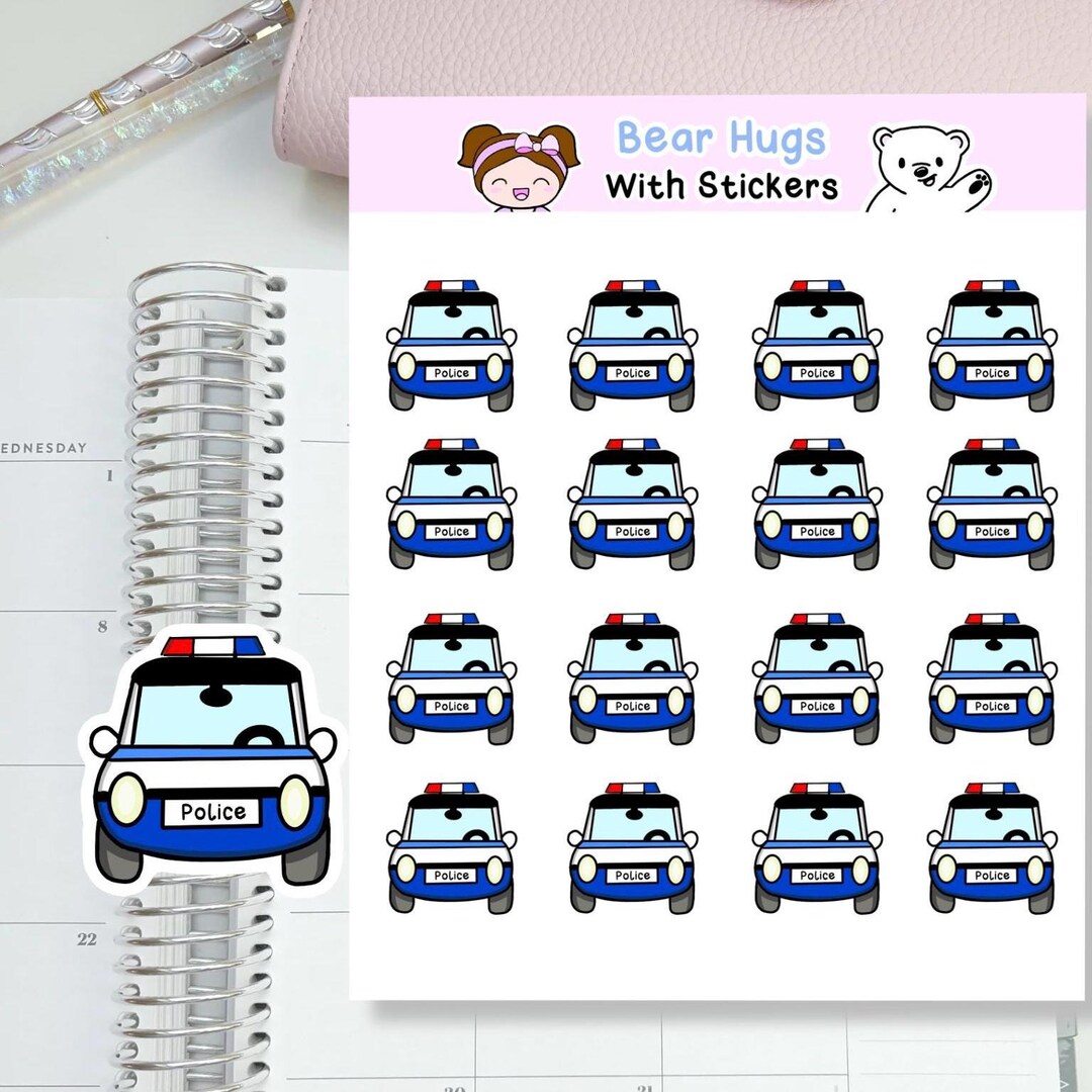 Police Stickers - Crime Stickers - Policeman - Car - Sticker Sheet ...