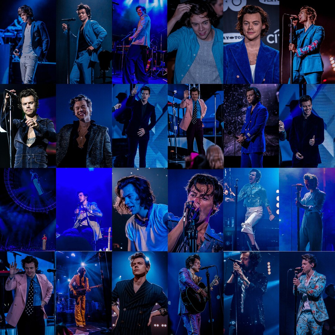 Harry Styles Wall Collage Kit, DIGITAL DOWNLOADS, 42 Pcs, Blue Harry ...